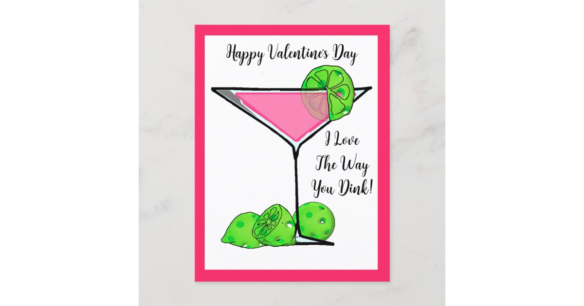 Pickleball Valentine I love the way you dink Cosmo Postcard | Zazzle