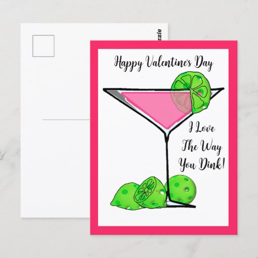 Pickleball Valentine I love the way you dink Cosmo Postcard | Zazzle