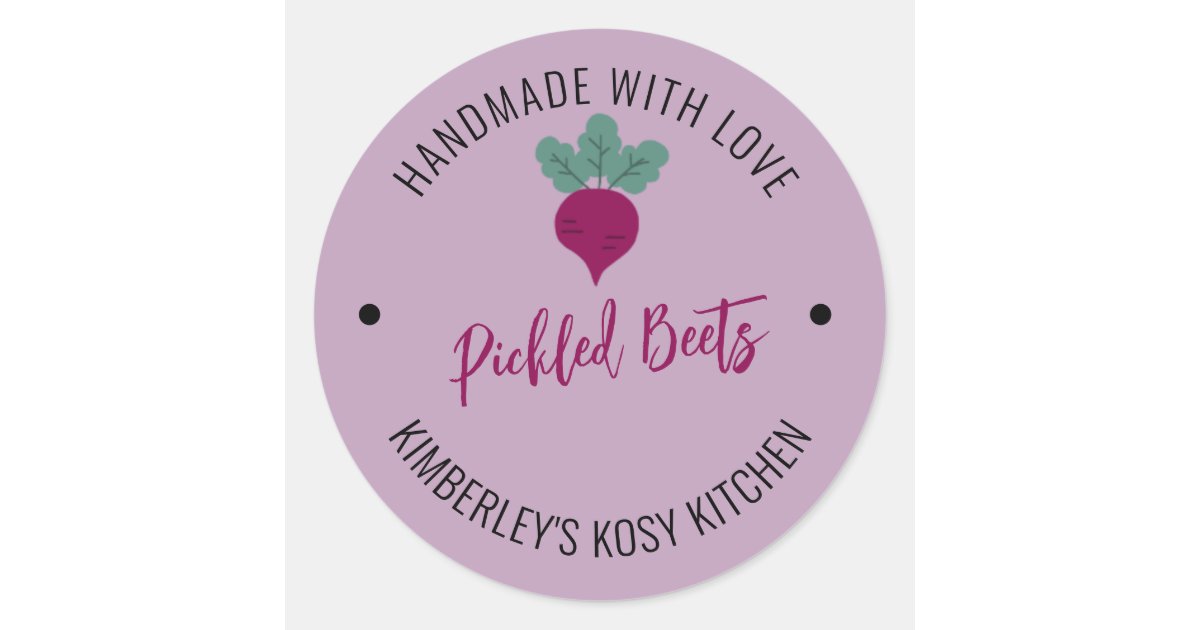 Pickled Beets Handmade with Love Canning Jar Label | Zazzle
