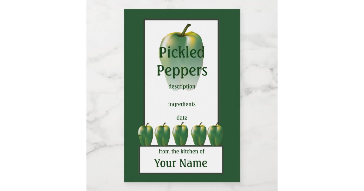 Pickled Bell Peppers Green 2x3 Food Label | Zazzle