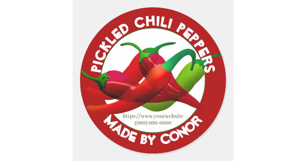 Pickled Chili Peppers Circle Classic Round Sticker | Zazzle