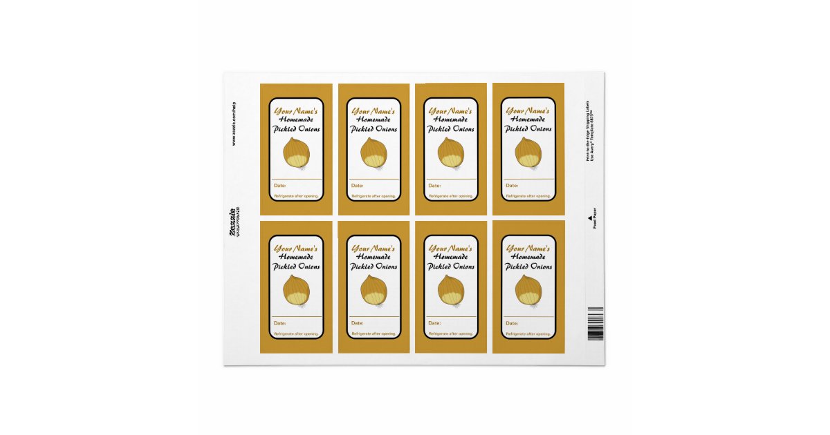 Pickled Onions Custom Canning Jar Labels Add Name | Zazzle.com
