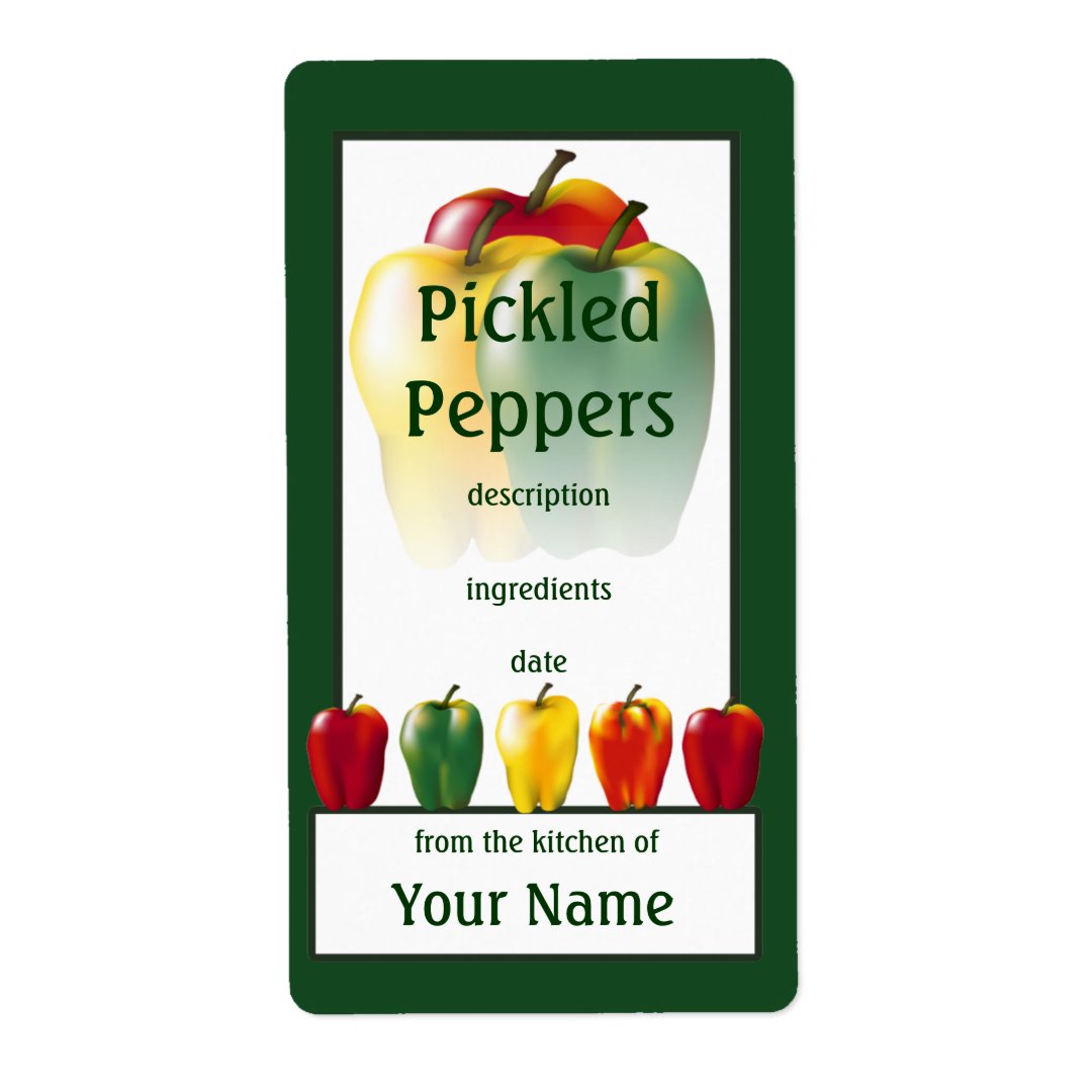 Pickled Peppers Cook's Canning Label | Zazzle
