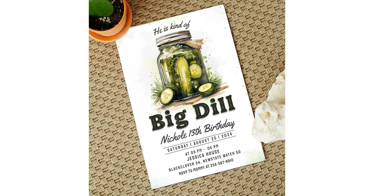 Pickles and Jar Birthday Invitation Party | Zazzle