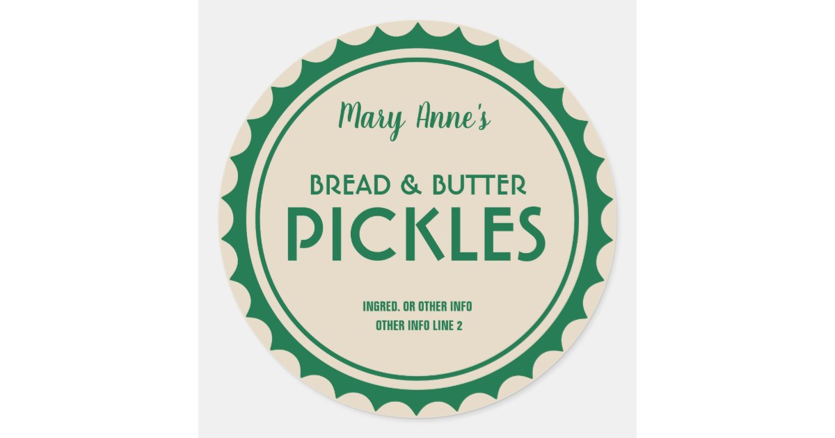 Pickles canning jar label modern | Zazzle