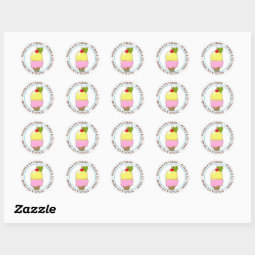 Pickles & Ice Cream, Blue border Classic Round Sticker | Zazzle