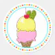 Pickles & Ice Cream, Dotted Border Classic Round Sticker | Zazzle