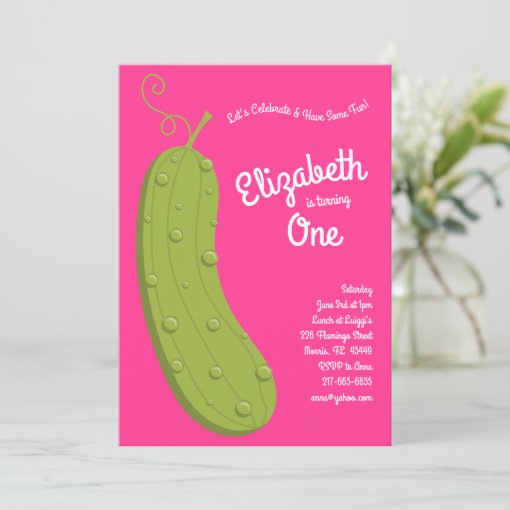 Pickles Kid 1st Birthday Party Food Pink Invitation | Zazzle