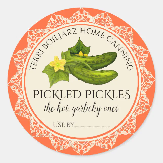 pickles pickled cucumber personalized home canning classic round ...