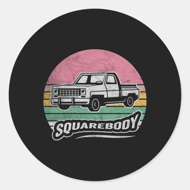 Pickup Truck Square Body Truck Squarebody Classic Round Sticker | Zazzle