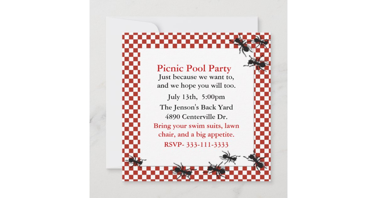 Picnic Ants Party Invitation | Zazzle