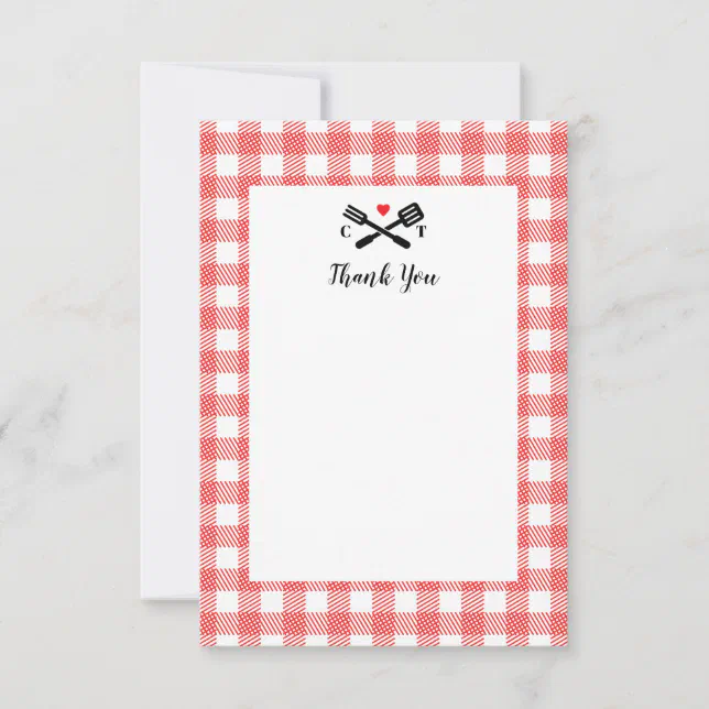 Picnic Cloth BBQ Thank You Note | Zazzle