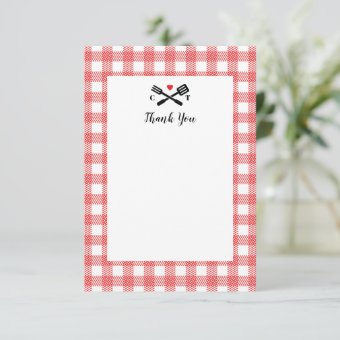 Picnic Cloth BBQ Thank You Note | Zazzle