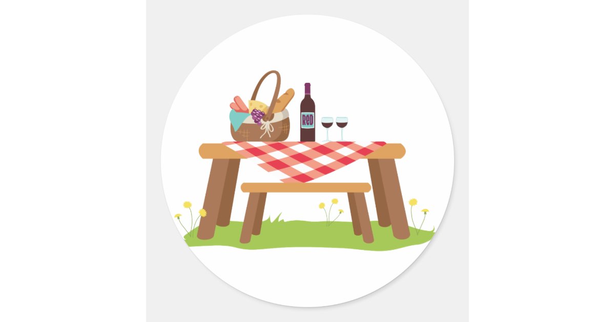 Picnic Table Classic Round Sticker | Zazzle