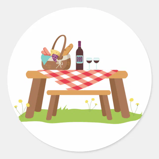 Picnic Table Classic Round Sticker | Zazzle