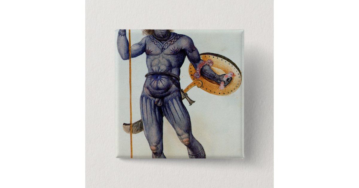 Pictish Man Holding a Shield Button | Zazzle
