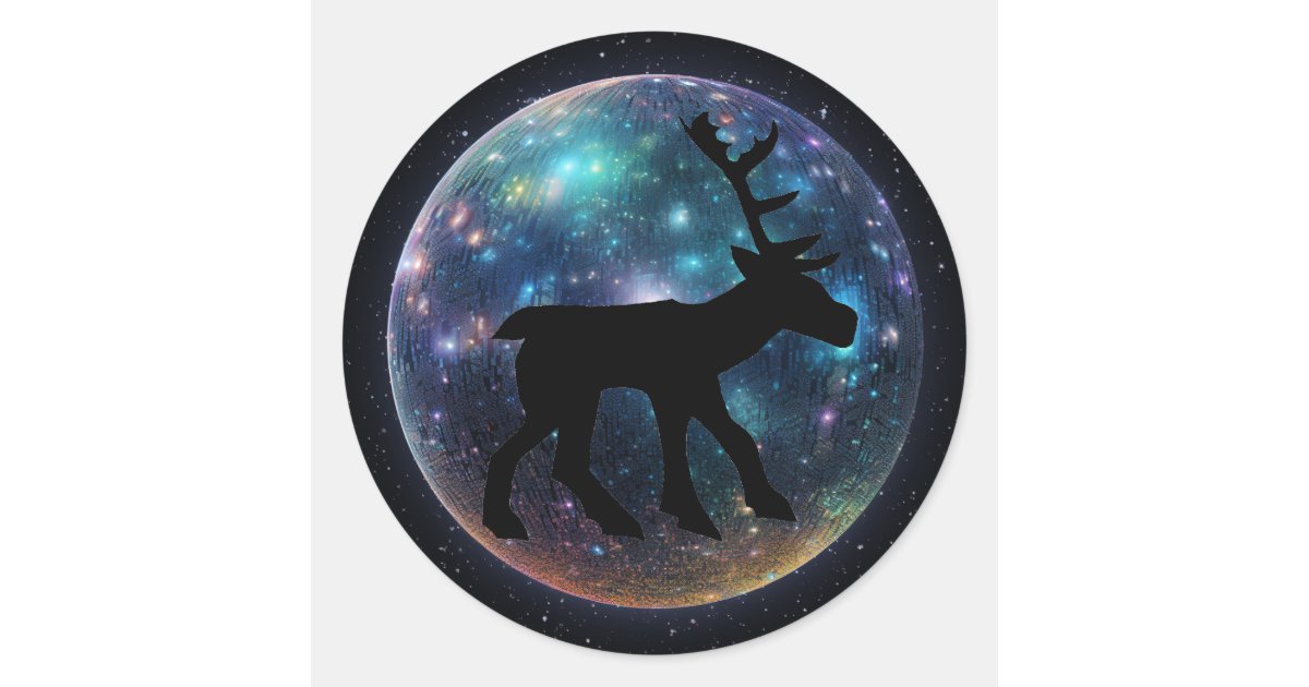 Pictish Stag Space Orb Classic Round Sticker | Zazzle