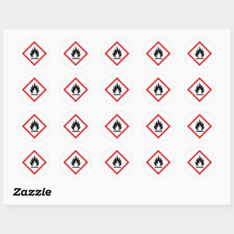 Pictogram [flammable] classic round sticker | Zazzle