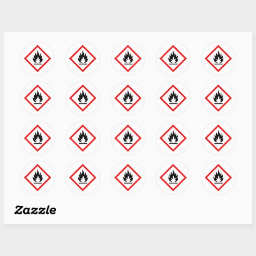 Pictogram [flammable] classic round sticker | Zazzle