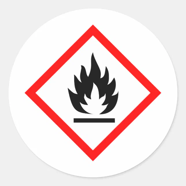 Pictogram [flammable] classic round sticker | Zazzle