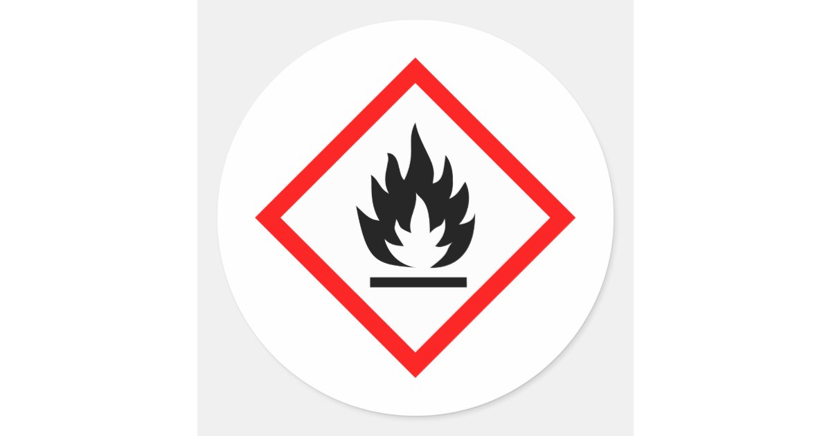 Pictogram [flammable] classic round sticker | Zazzle