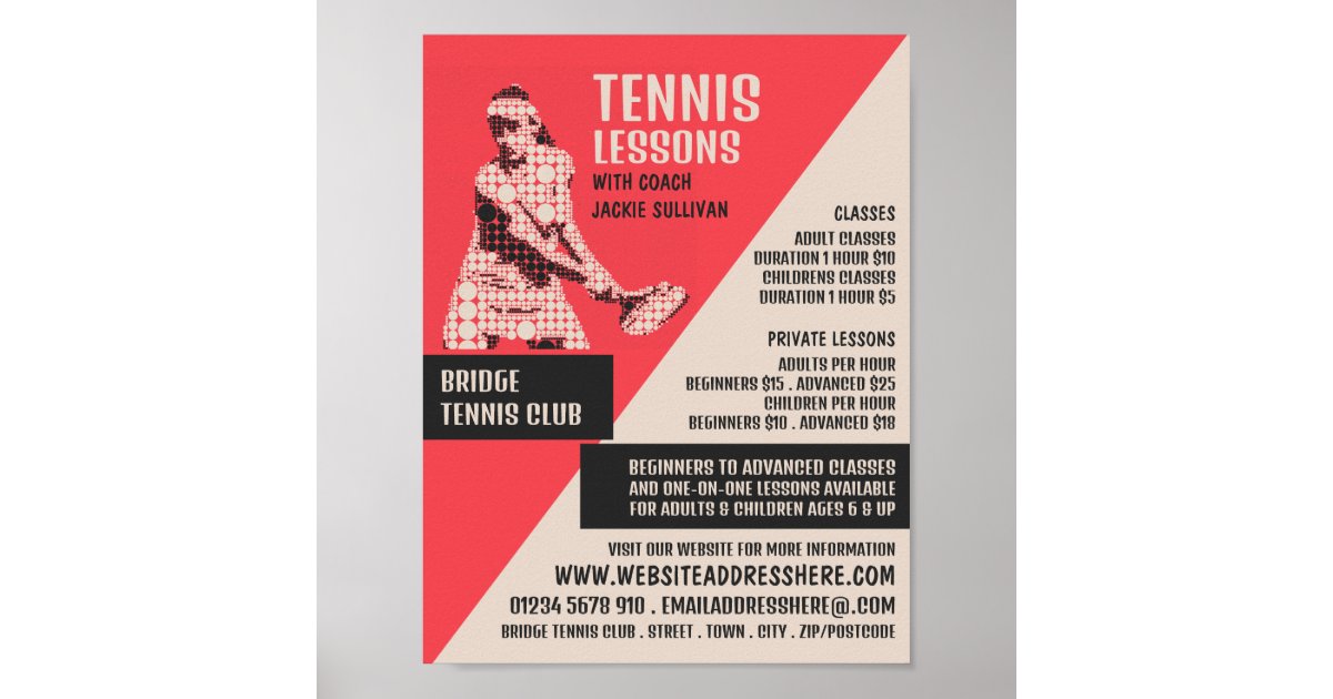 Pictogram Tennis Player, Tennis Lessons/Classes Poster | Zazzle