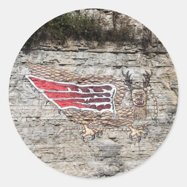 Pictograph Piasa Bird Photo Classic Round Sticker | Zazzle