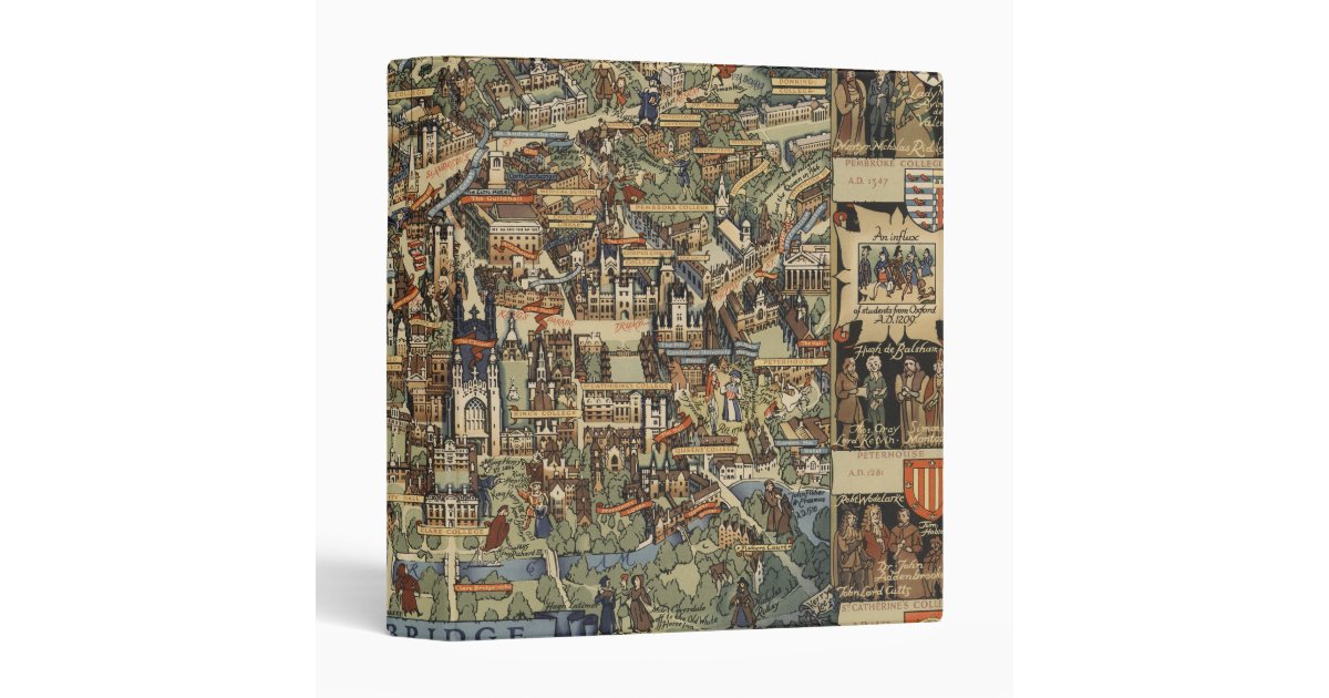 Pictorial Map of Cambridge, England 3 Ring Binder | Zazzle