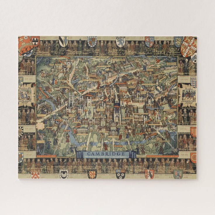 Pictorial Map of Cambridge, England Jigsaw Puzzle | Zazzle