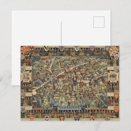 Pictorial Map of Cambridge, England Postcard | Zazzle