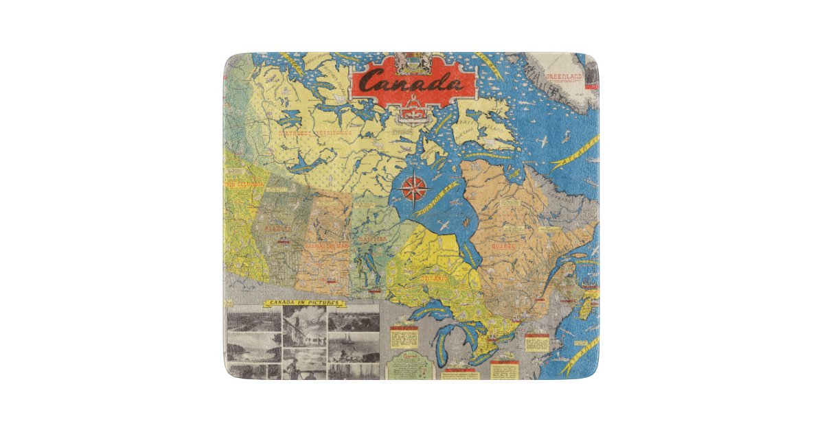 Pictorial Map of Canada - Landmarks Cutting Board | Zazzle