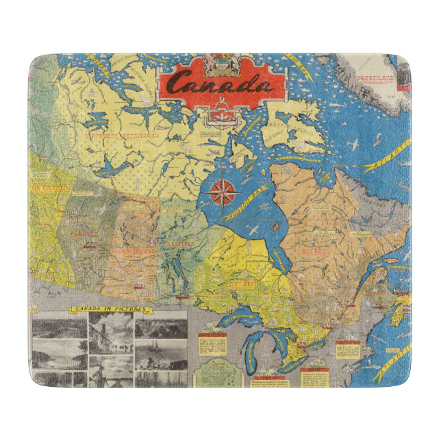 Pictorial Map of Canada - Landmarks Cutting Board | Zazzle