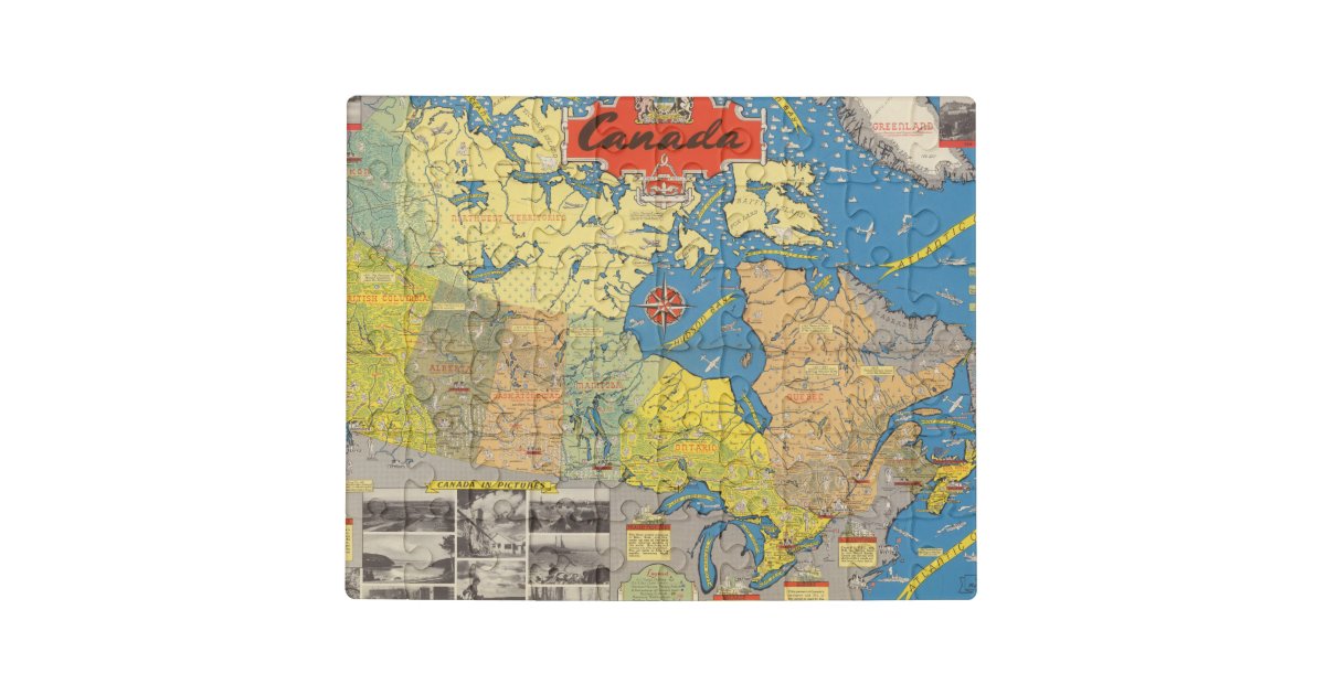 Pictorial Map of Canada - Landmarks Jigsaw Puzzle | Zazzle