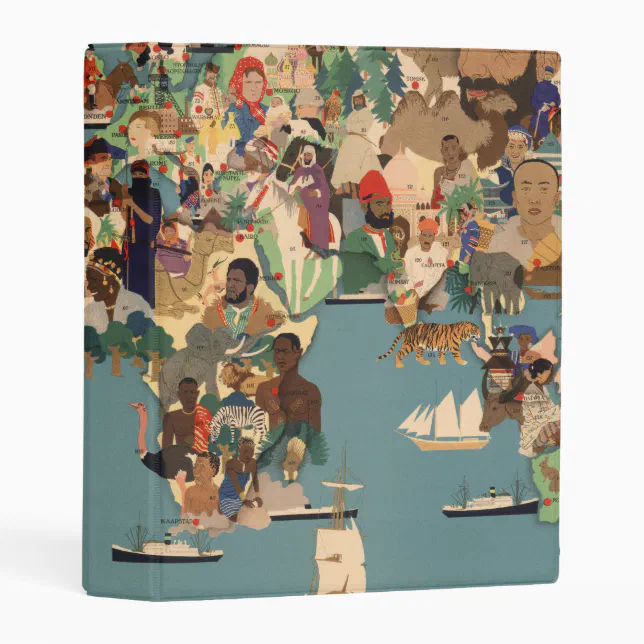 Pictorial Map of the World Mini Binder | Zazzle