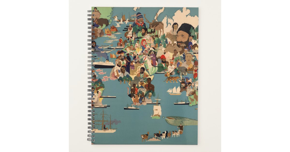 Pictorial Map of the World Planner | Zazzle