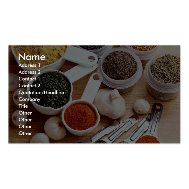 Picture of Fresh spices with garlic cloves Business Card Template