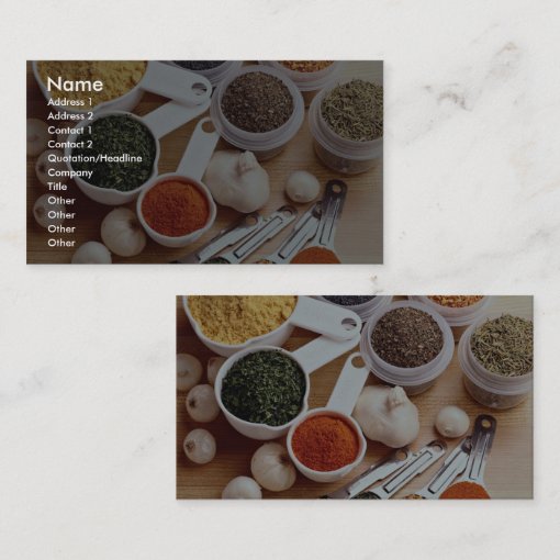Picture of Fresh spices with garlic cloves Business Card | Zazzle