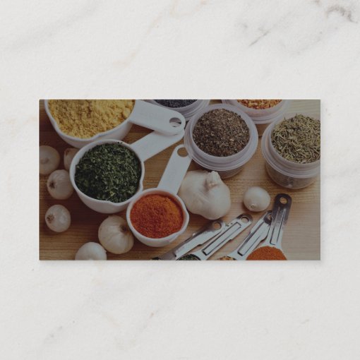 Picture of Fresh spices with garlic cloves Business Card | Zazzle