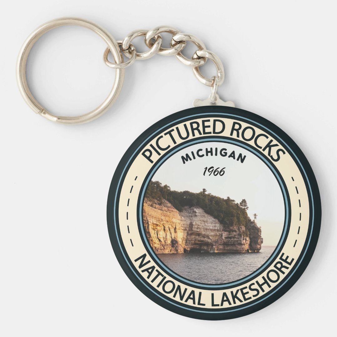 Pictured Rocks National Lakeshore Michigan Badge Keychain | Zazzle