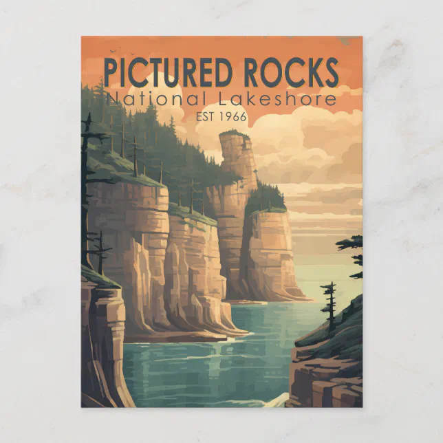 Pictured Rocks National Lakeshore Travel Vintage Postcard | Zazzle