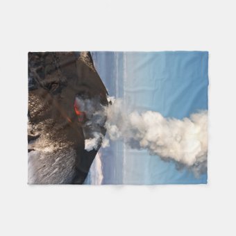 Picturesque landscape: view of volcano eruption fleece blanket | Zazzle
