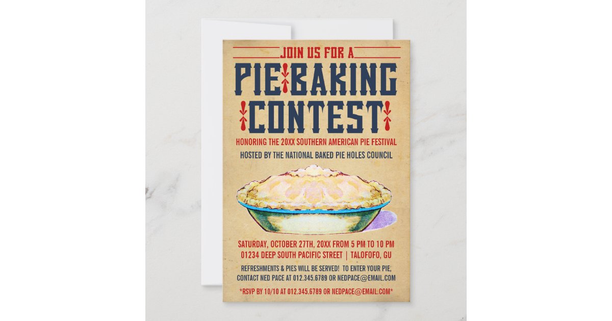 Pie Baking Contest Invitations | Zazzle