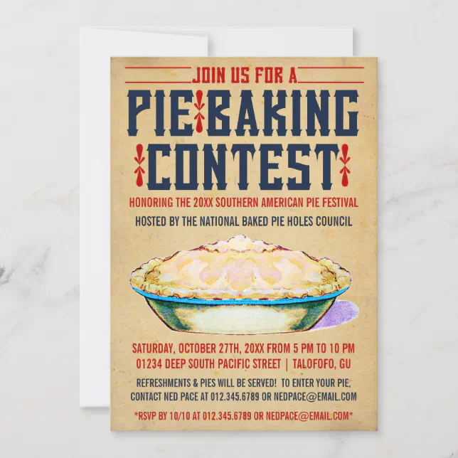 Pie Baking Contest Invitations | Zazzle