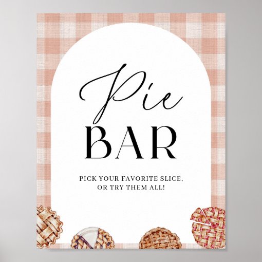 Pie Bar Gingham Cutie Pie Themed Party Poster | Zazzle
