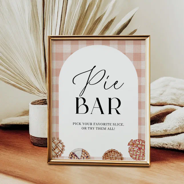Pie Bar Gingham Cutie Pie Themed Party Poster | Zazzle