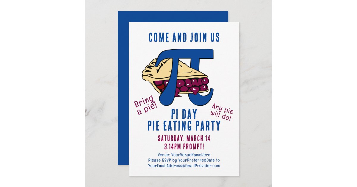 Pie Eating PI DAY Party Invitation | Zazzle