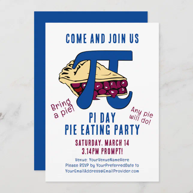 Pie Eating PI DAY Party Invitation | Zazzle