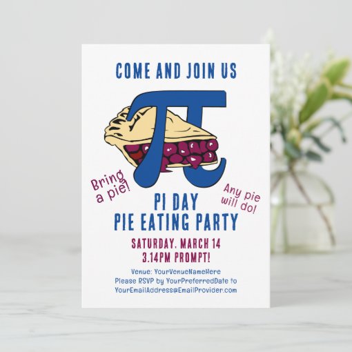 Pie Eating PI DAY Party Invitation | Zazzle