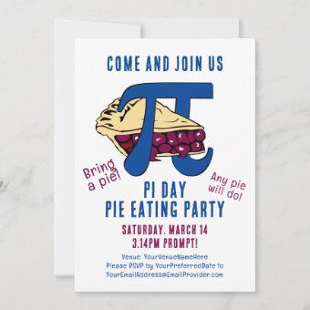 Pie Eating PI DAY Party Invitation | Zazzle