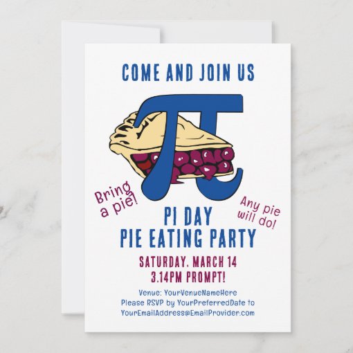 Pie Eating PI DAY Party Invitation | Zazzle